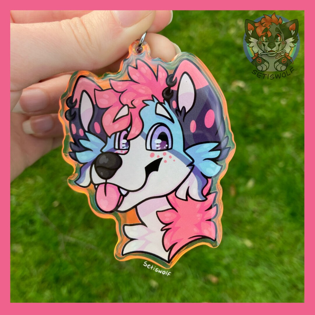 3 Traditional Furry Rainbow Shaker Acrylic Keychain Commission / Custom ...