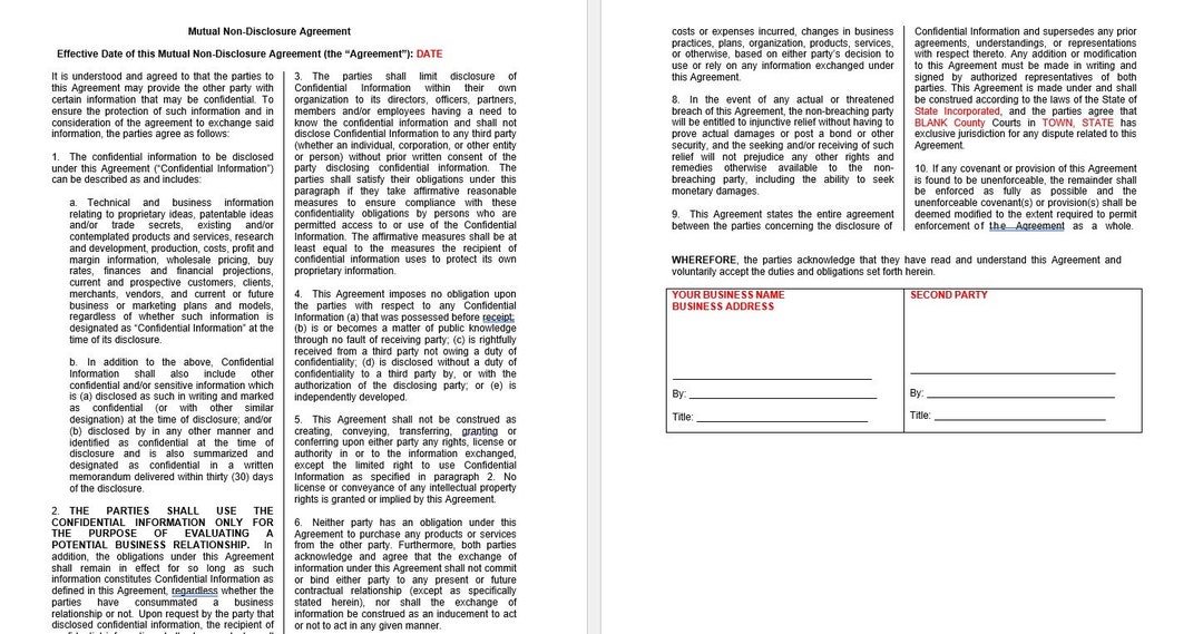 Mutual Non-disclosure Agreement for Merchant Services Industry ...