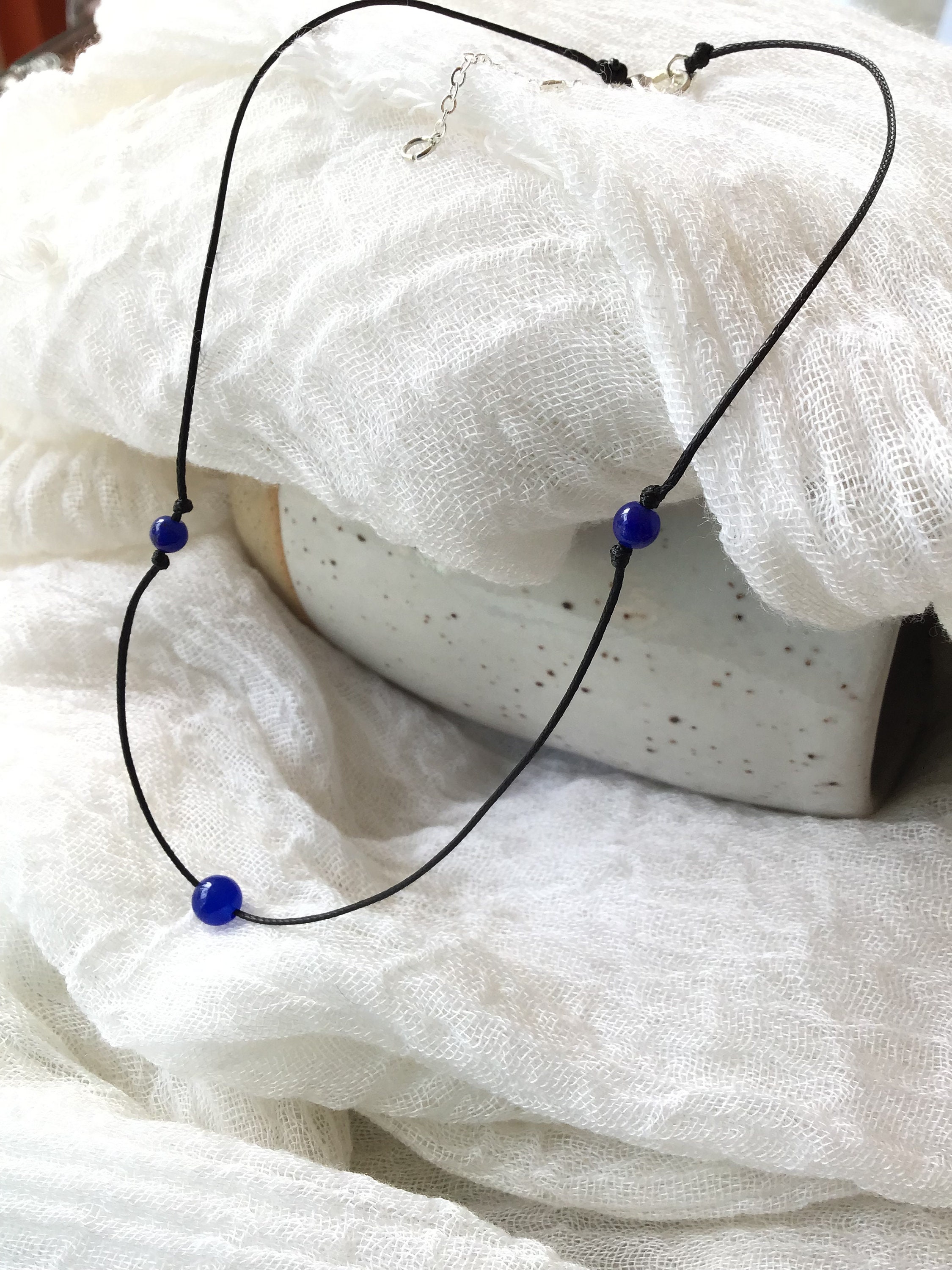 Minimalist Choker Necklace Blue Jade Natural Stone Pendant: - Etsy