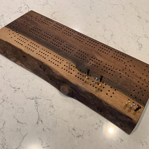 Walnut Cribbage Board With Live Edge - Etsy