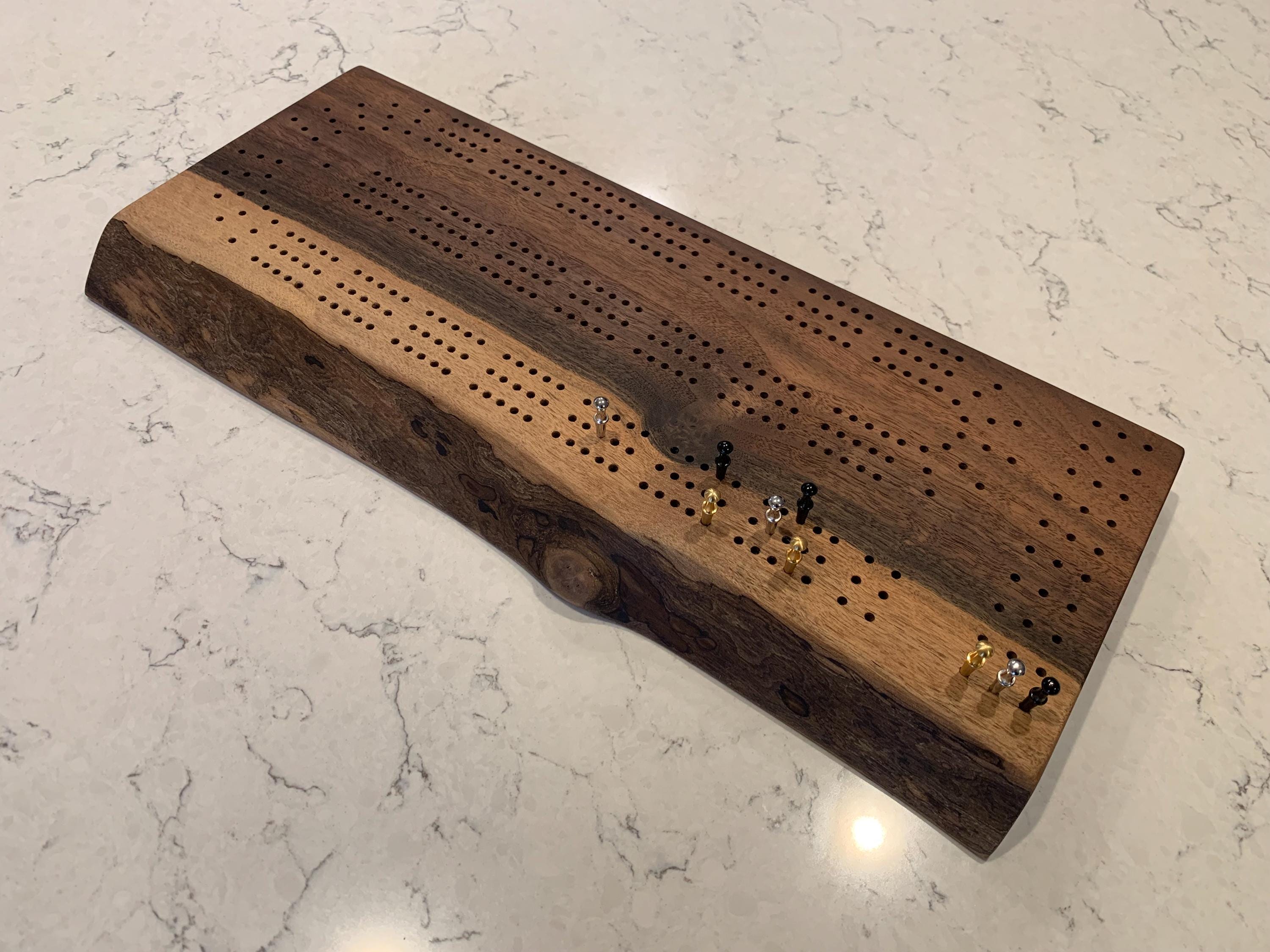 Walnut Cribbage Board With Live Edge - Etsy