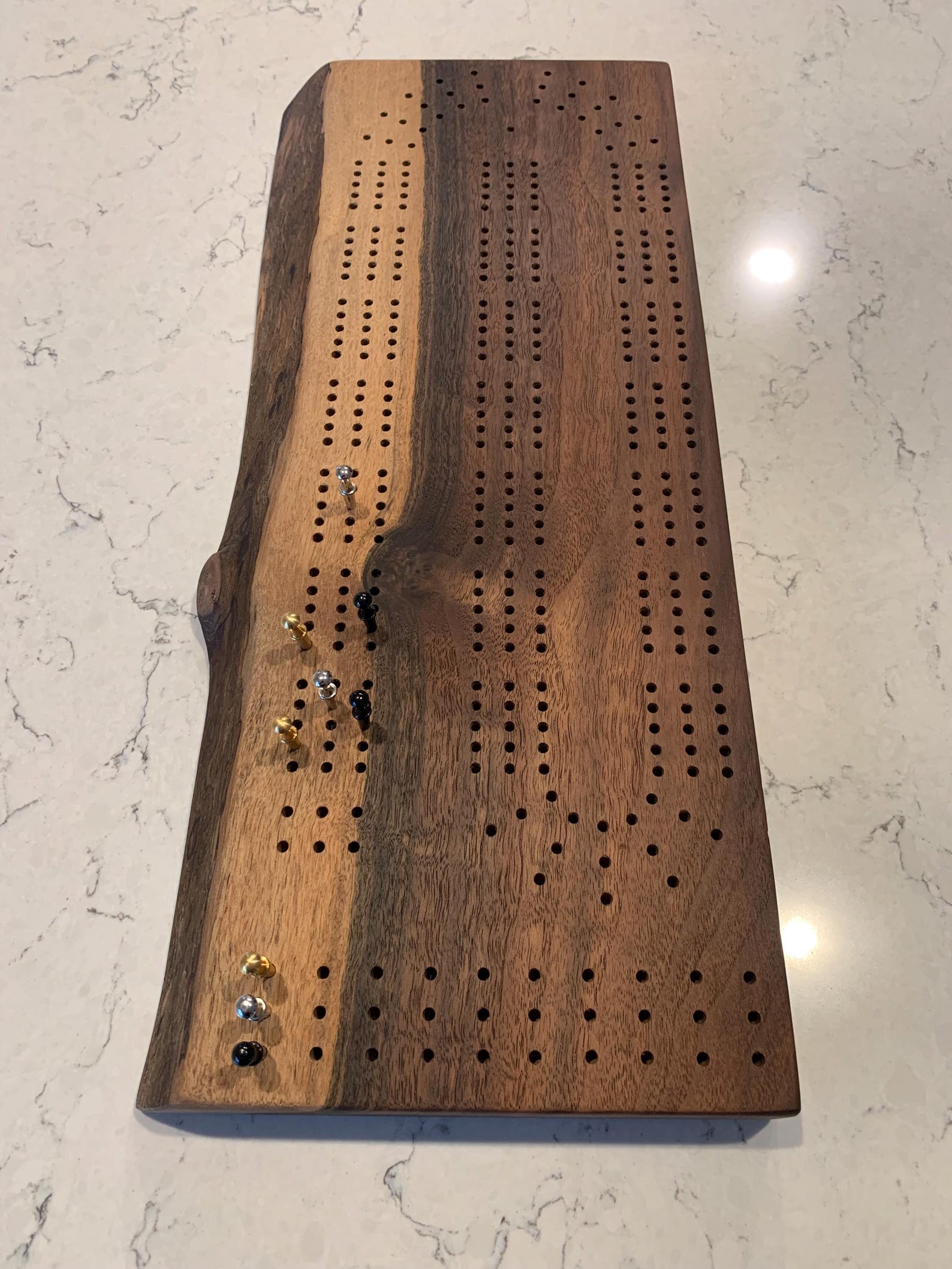 Walnut Cribbage Board With Live Edge - Etsy