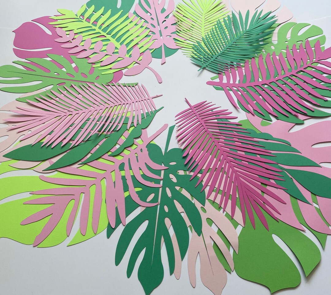 Tropical Paper Leaves Cut Outs, Pack of 25 Assorted Leaves in 10 Inches ...