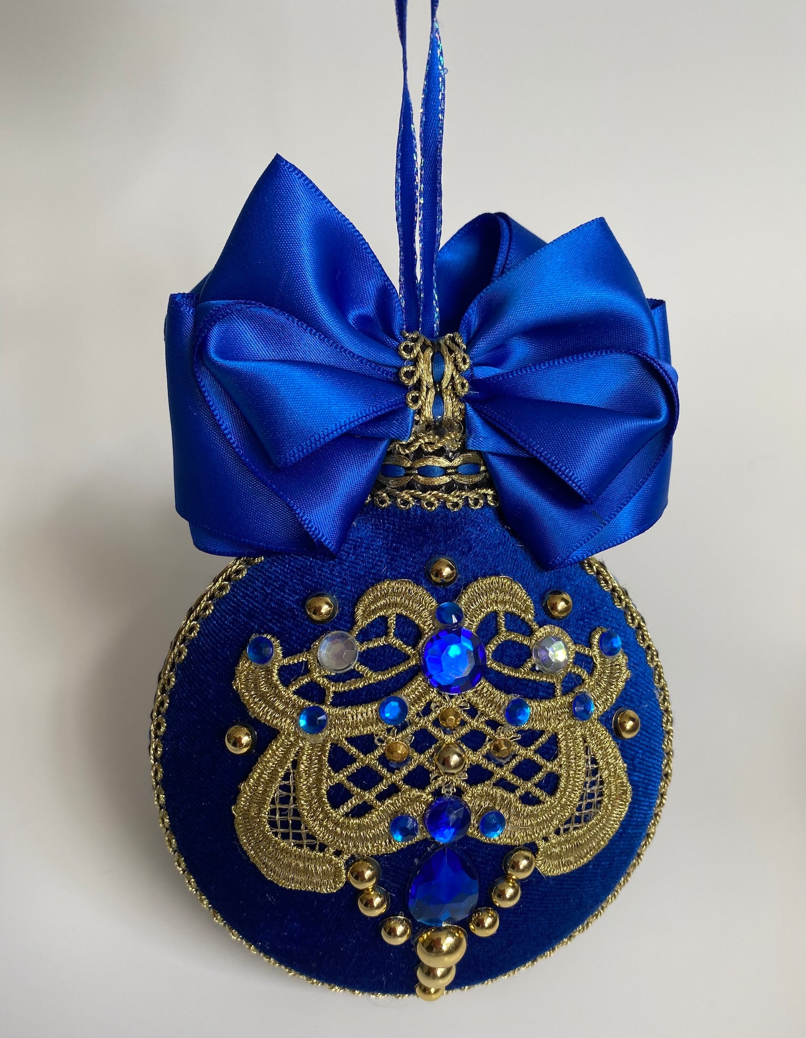 Handmade Blue and Gold Christmas Ornament Velvet Christmas - Etsy