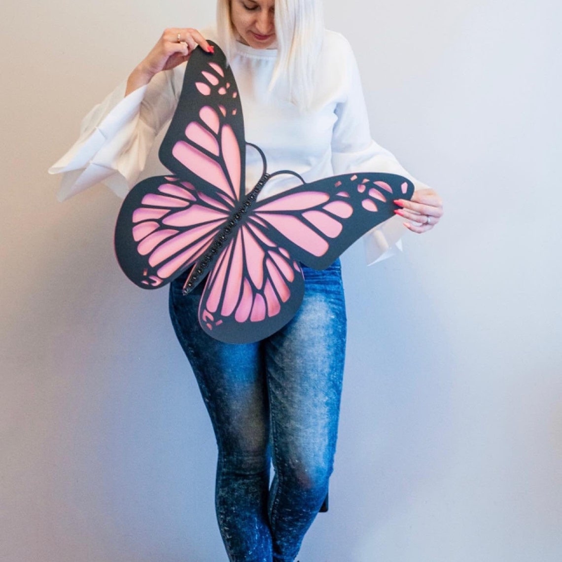 Black and Pink Pack of 3 Giant Large Paper Butterfly Prop - Etsy