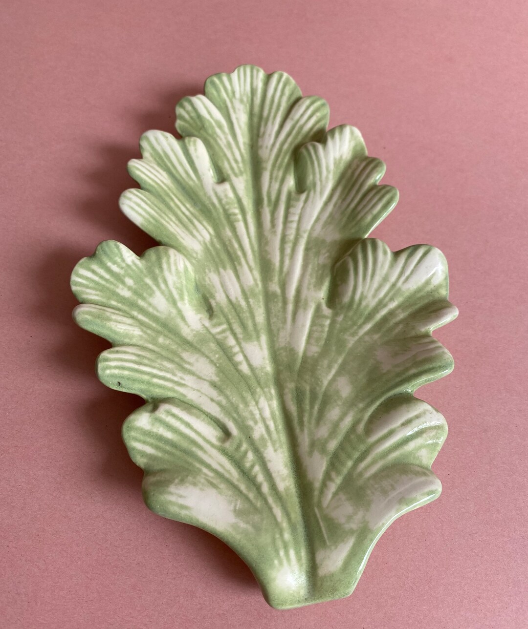 Handmade and Hand Painted Cabbage Leaf Shaped Ceramic Serving Dish ...