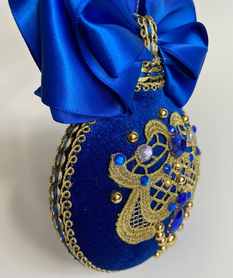 Handmade Blue and Gold Christmas Ornament Velvet Christmas - Etsy