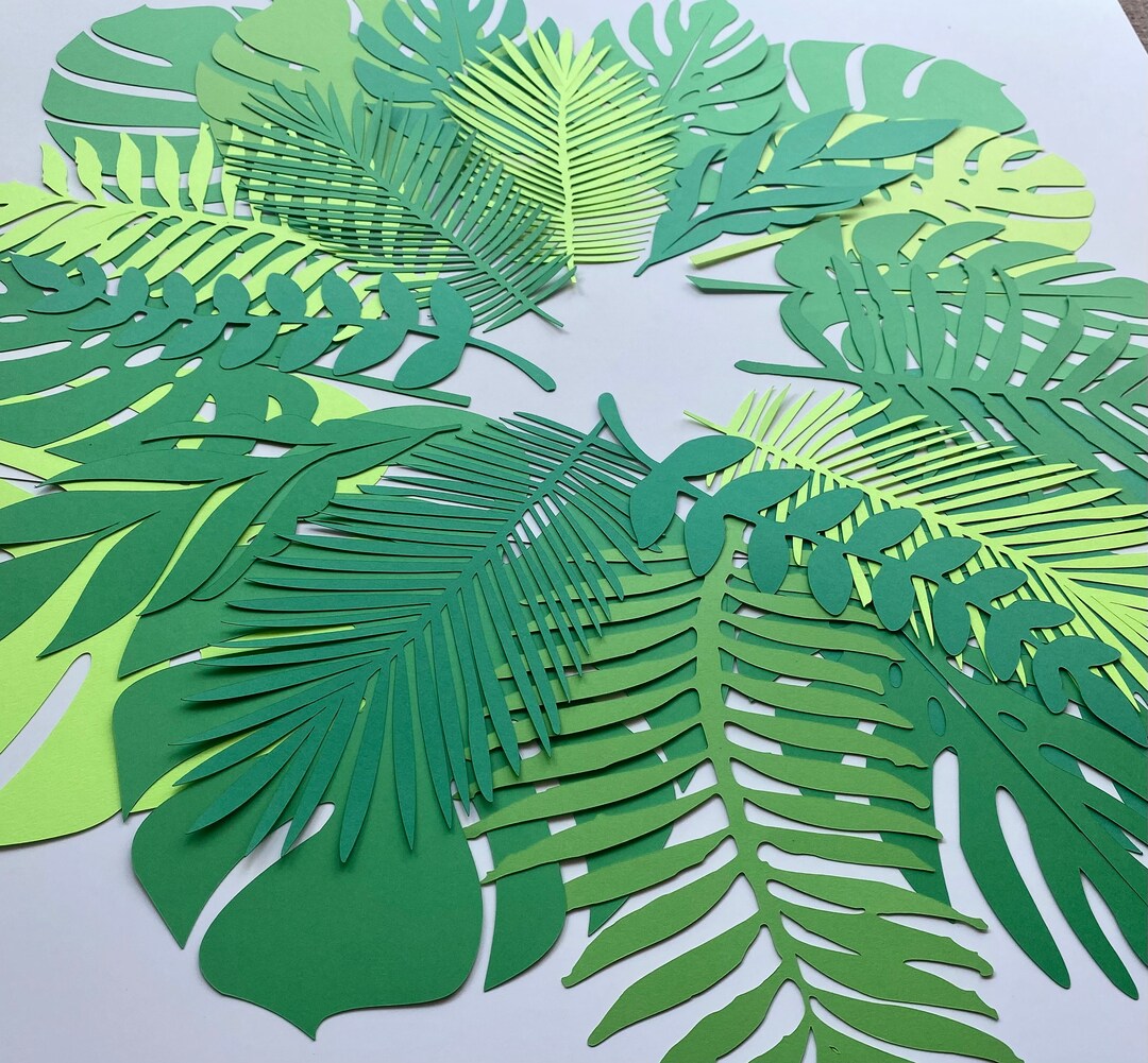 Tropical Paper Leaves Cut Outs, Pack of 25 Assorted Leaves in 10 Inches ...