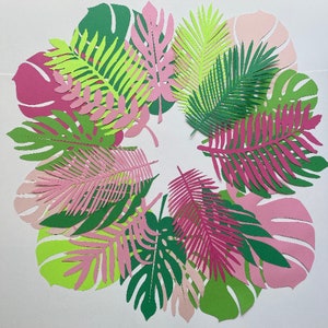 Tropical Paper Leaves Cut Outs, Pack of 25 Assorted Leaves in 10 Inches ...