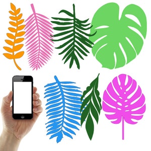 Tropical Paper Leaves Cut Outs, Pack of 25 Assorted Leaves in 10 Inches ...
