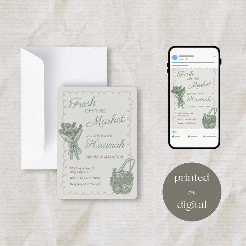 Fresh off the Market Bridal Shower Invitation | Farmers Market Wedding ...