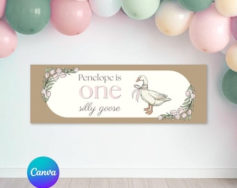 One Silly Goose - 1st Birthday Banner | Girls First Birthday Party ...