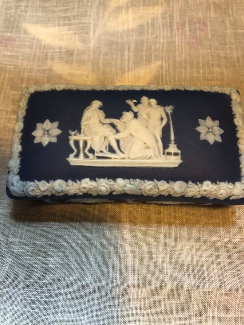 Antique Wedgwood Dark Blue Match Box 1800s 2 Pcs - Etsy