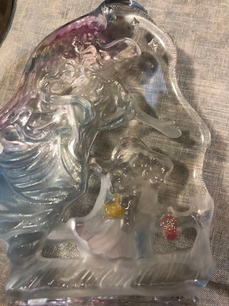 Solid Glass Etched Crystal Guardian Angel Figurine With Mirror - Etsy