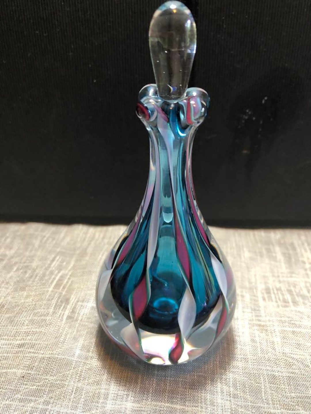 Mary Angus Ribbon Swirled Glass Perfume Bottle With Teardrop Stopper - Etsy
