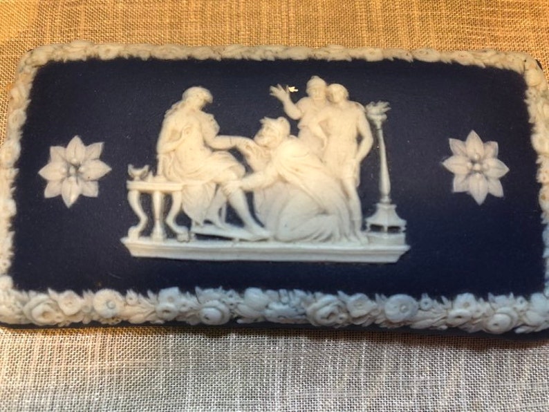 Antique Wedgwood Dark Blue Match Box 1800s 2 Pcs - Etsy