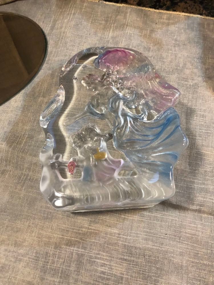 Solid Glass Etched Crystal Guardian Angel Figurine With Mirror - Etsy