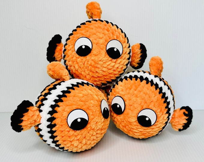 Crochet Clown Fish Stuffed Animal Fish Stuffie Cute Animal Plushy Gift ...