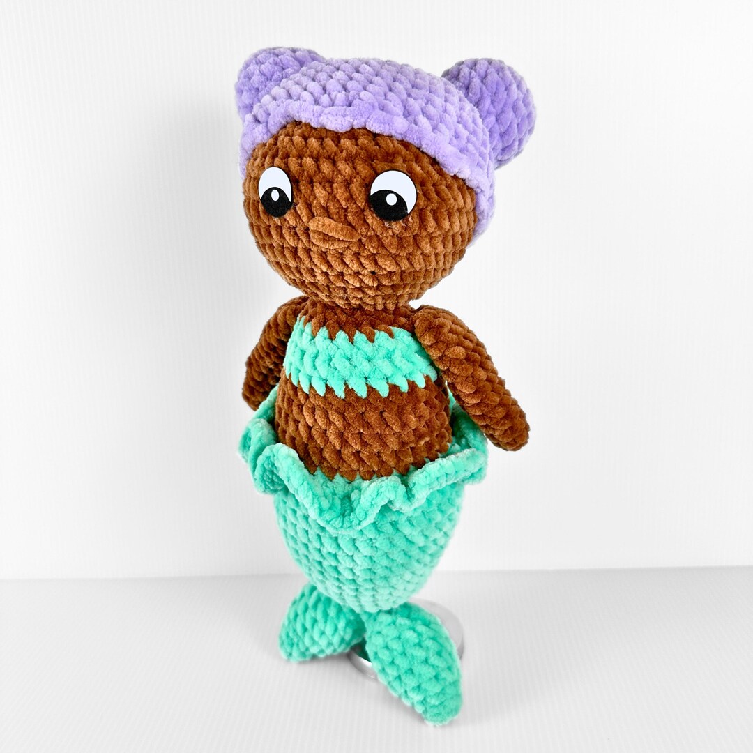 Crochet Mermaid Stuffed Animal Cute Purple Hair Mermaid Stuffie Gift ...