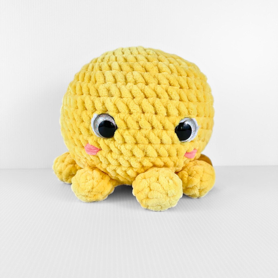JUMBO Crochet Octopus Stuffed Animal | Cute Yellow Octopus Stuffie ...