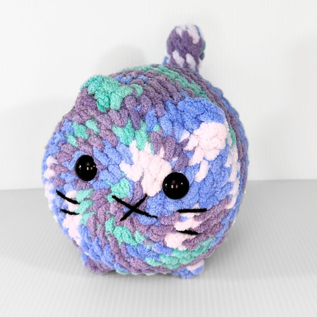 Crochet Chunky Blue Stumpy Cat Stuffed Animal - Perfect for Cat Lovers ...
