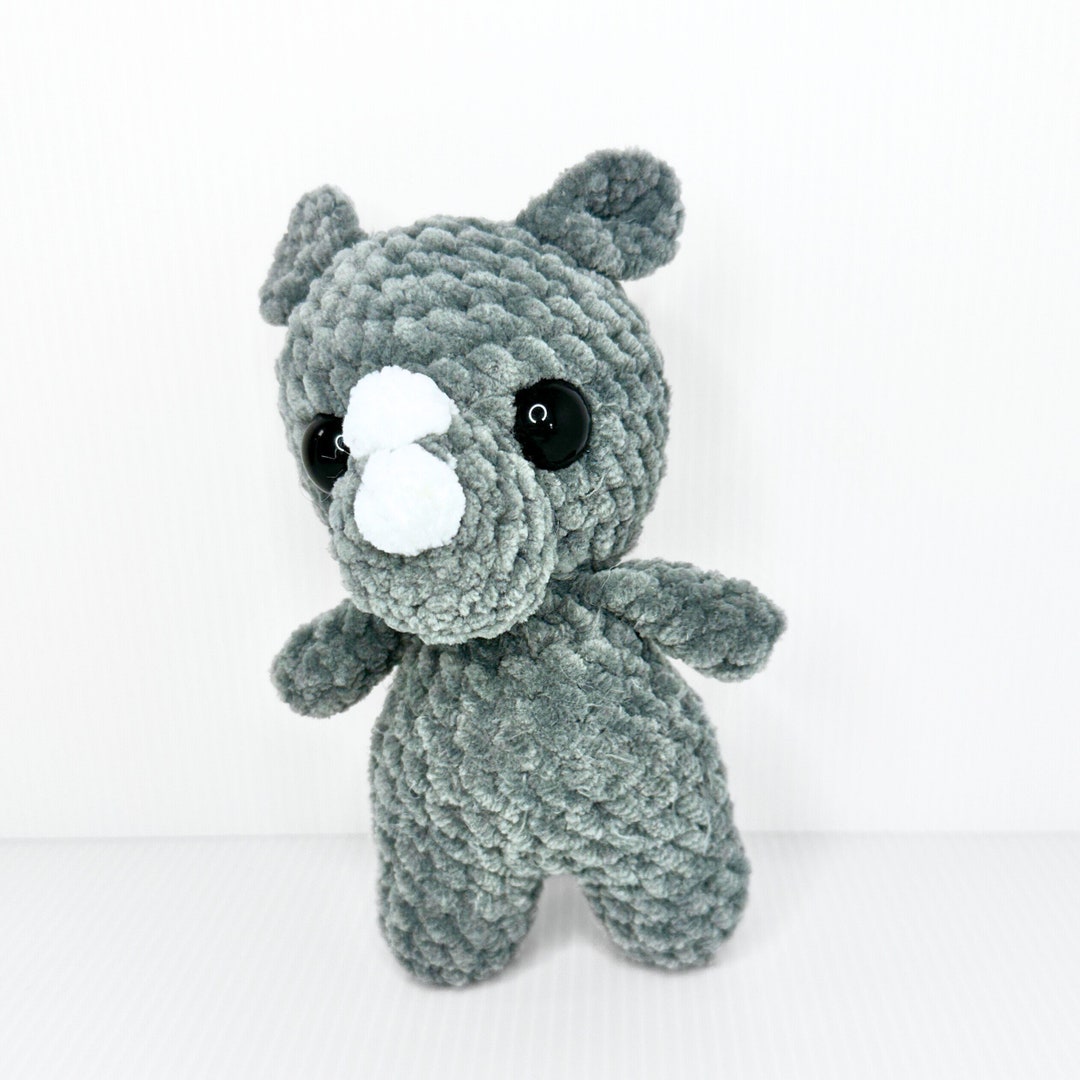 Crochet Rhino Stuffed Animal Soft and Huggable Rhino Toy for Wildlife ...