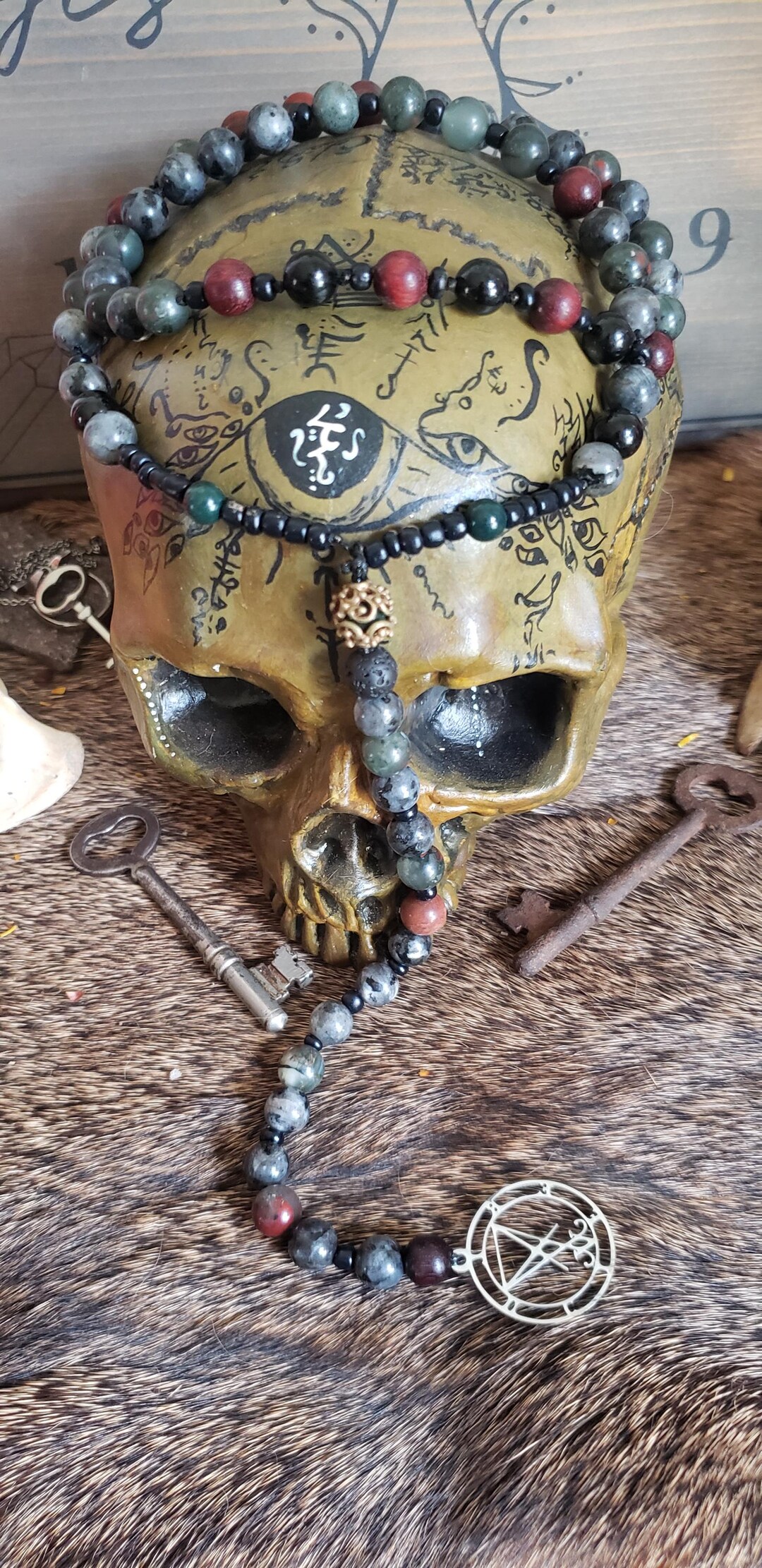 Lucifer Devotional Beads - Bloodstone and Larvikite - Etsy