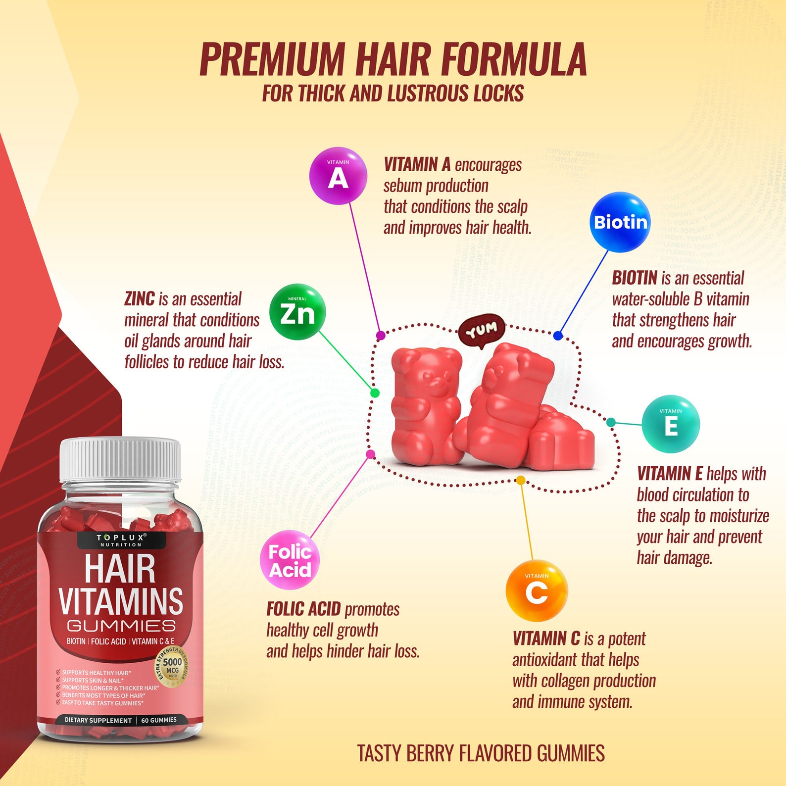 Hair Vitamin Gummies for Natural Hair Growth Support 5000 Mcg Biotin - Etsy