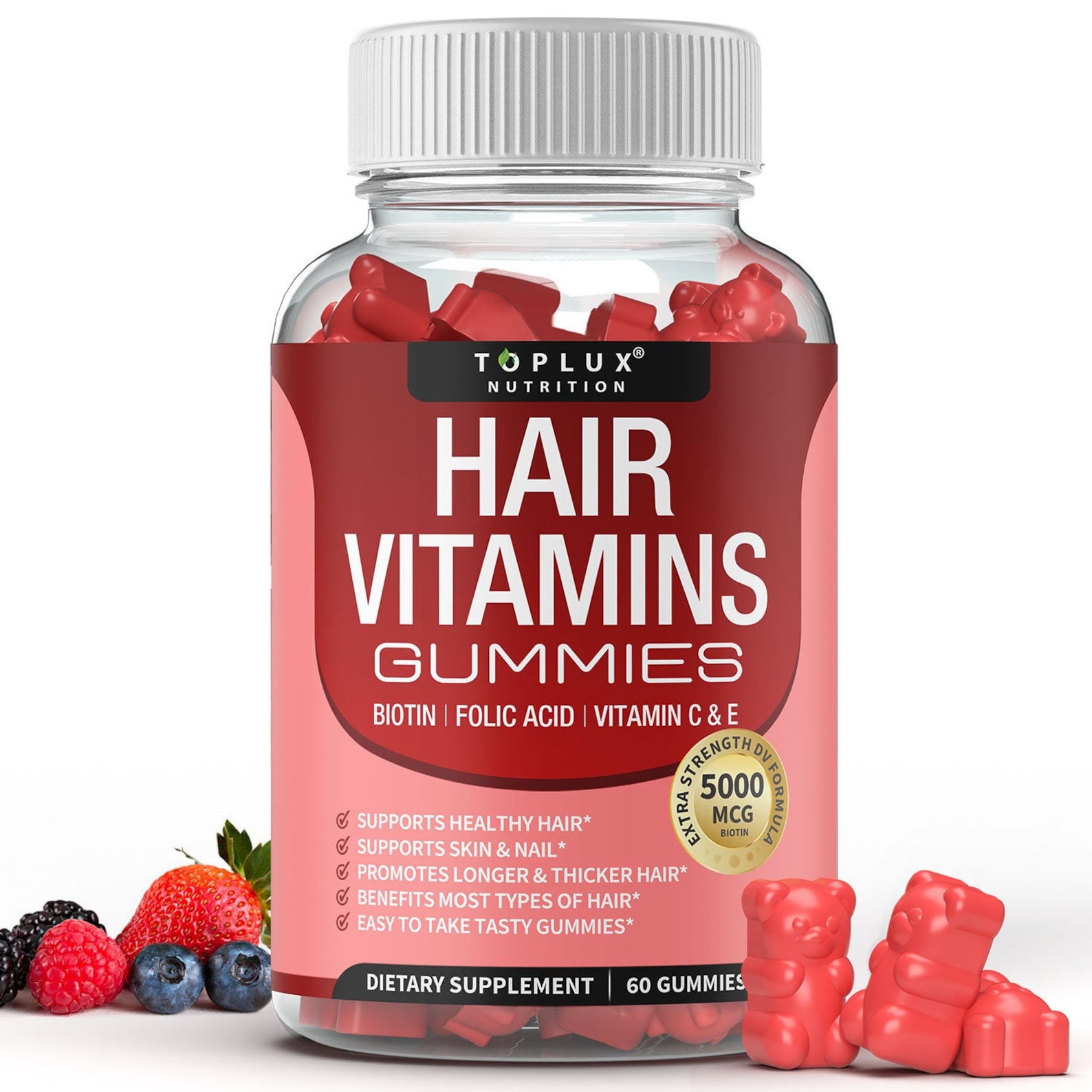 Hair Vitamin Gummies for Natural Hair Growth Support 5000 Mcg Biotin - Etsy