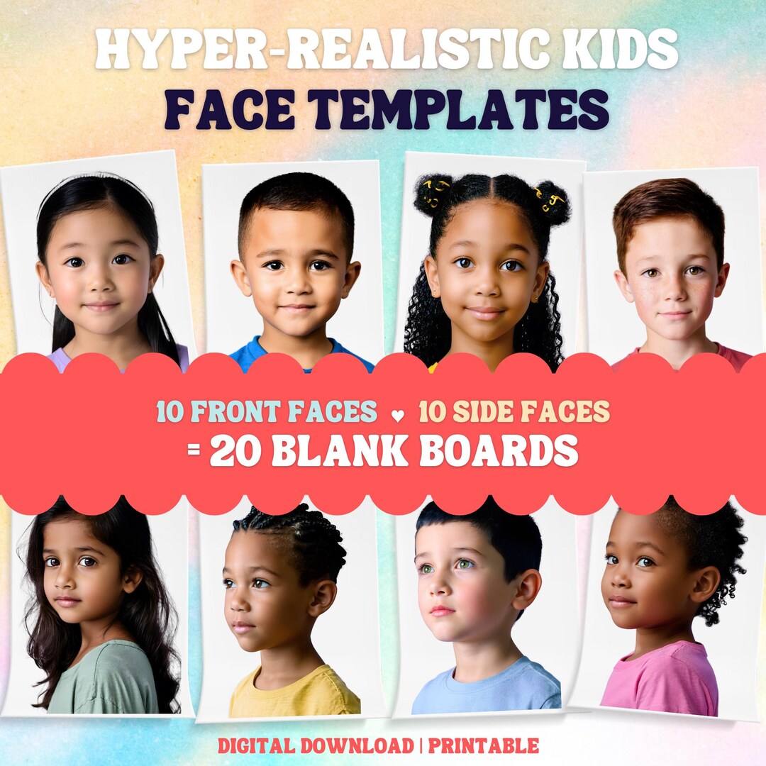 Blank Face Templates for Face Painting Practice/ Menu - Hyper Realistic ...
