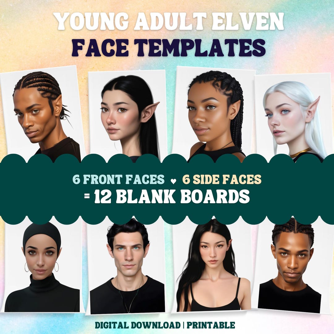 Blank Face Templates for Face Painting Practice/ Menu - Realistic Young ...