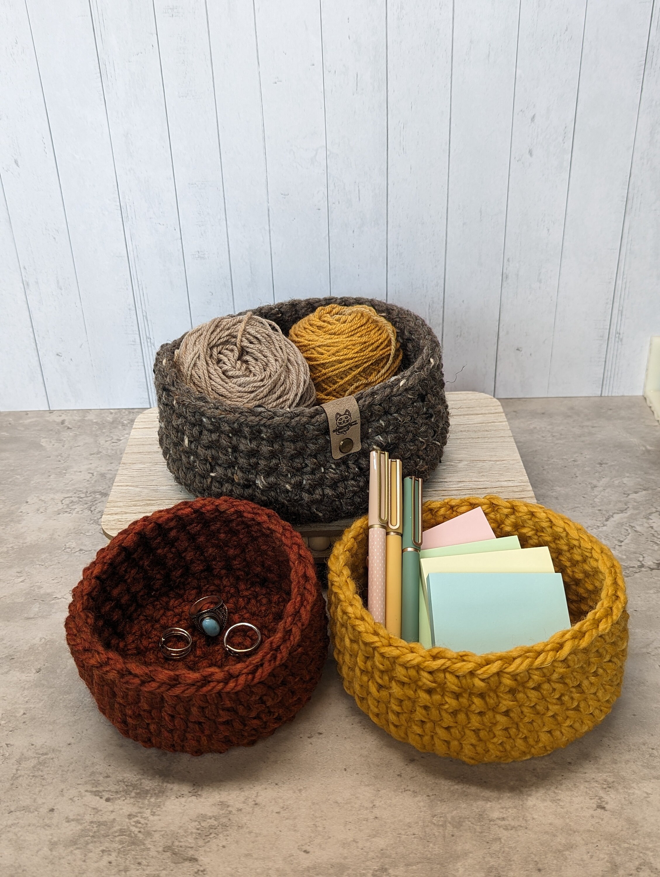 Nesting Baskets Set, Decorative Crochet Baskets, Fabric Storage Baskets ...