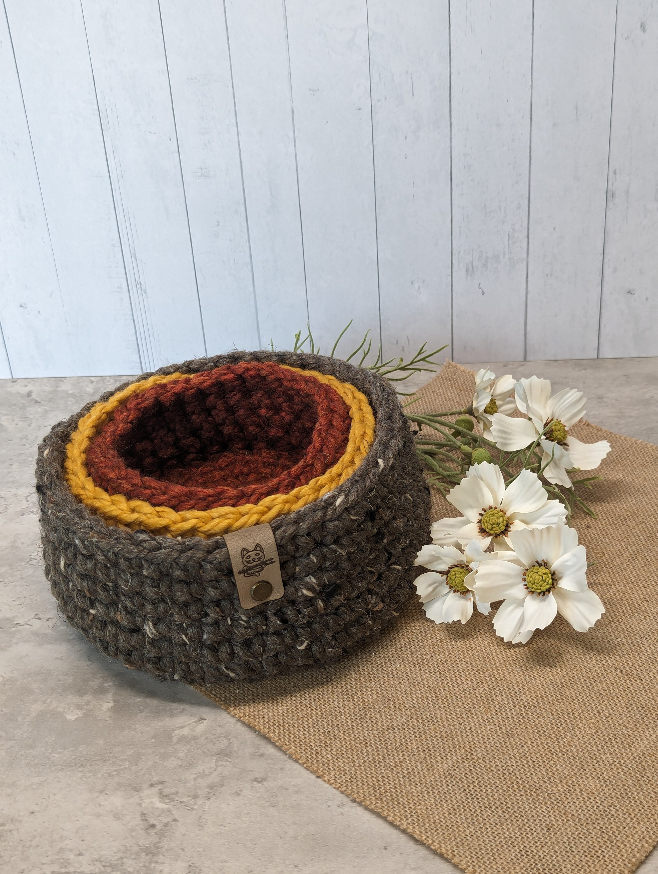 Nesting Baskets Set, Decorative Crochet Baskets, Fabric Storage Baskets ...