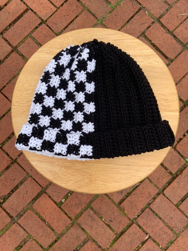 Custom Checkered Beanie | Two-toned Checkered Beanie | Handmade ...