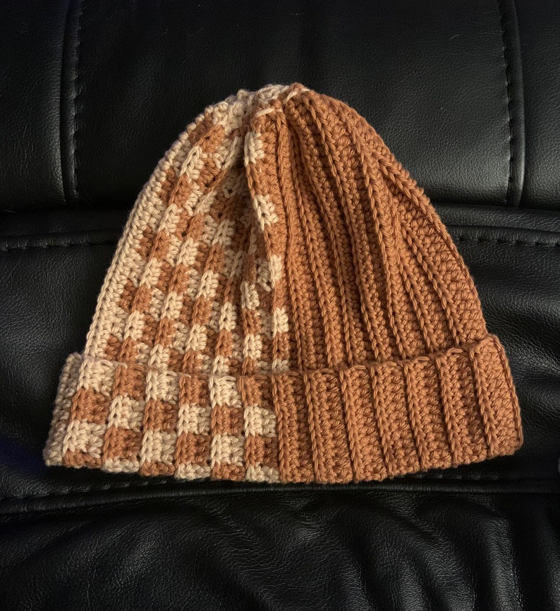 Custom Checkered Beanie | Two-toned Checkered Beanie | Handmade ...