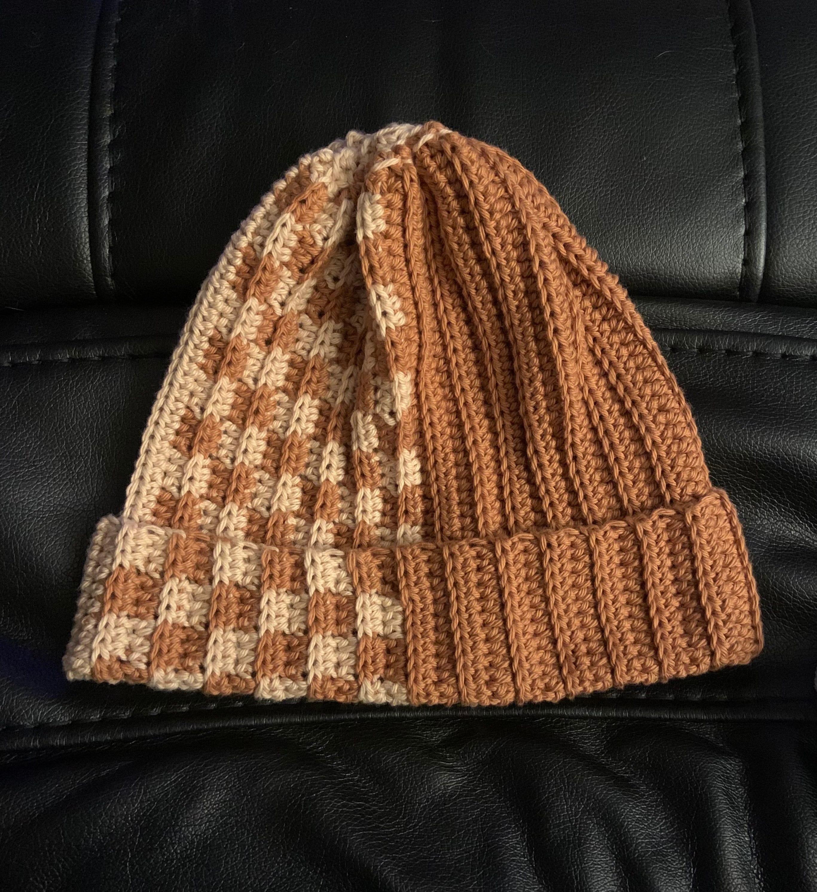 Custom Checkered Beanie | Two-toned Checkered Beanie | Handmade ...
