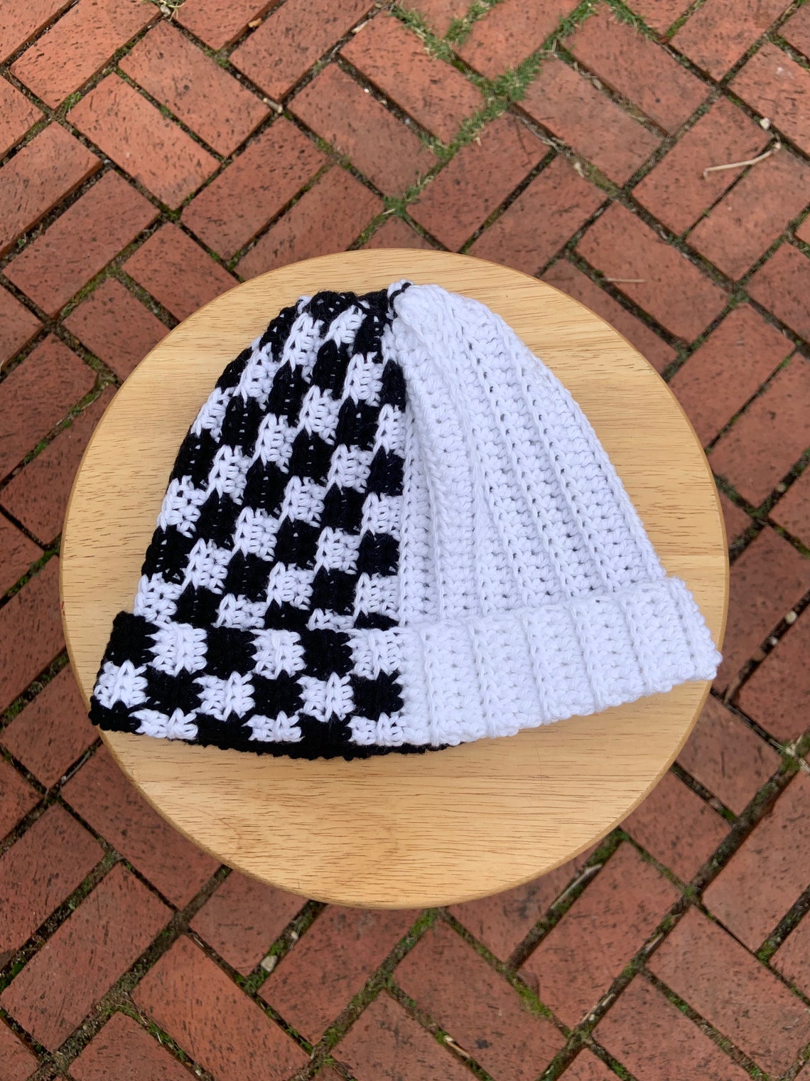Custom Checkered Beanie | Two-toned Checkered Beanie | Handmade ...