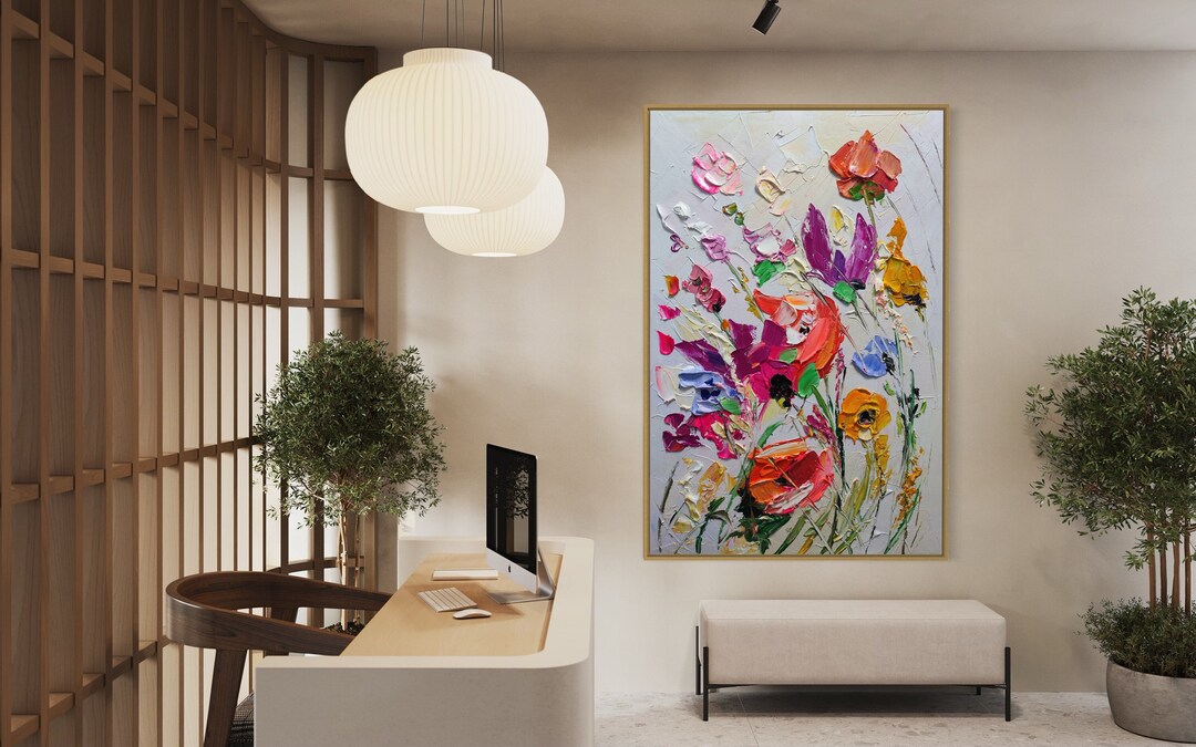 3D Colorful Flowers and Flora Wall Art Original Abstract Extra Large ...