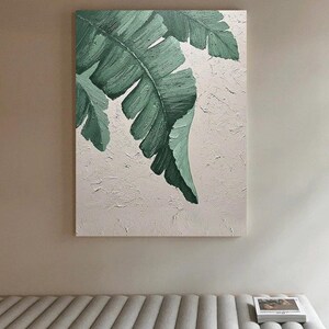 Drooping Green Leaves Canvas Art, Abstract Extra Large Brushstrokes ...