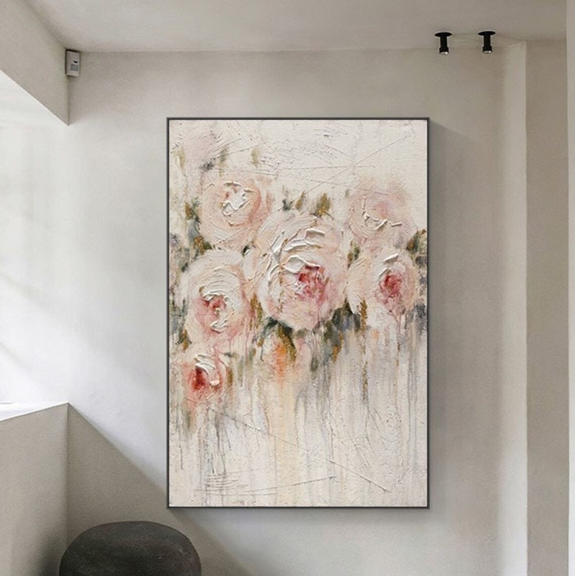 Pink Flowers Wall Art Original Abstract Extra Large Knife Palette ...