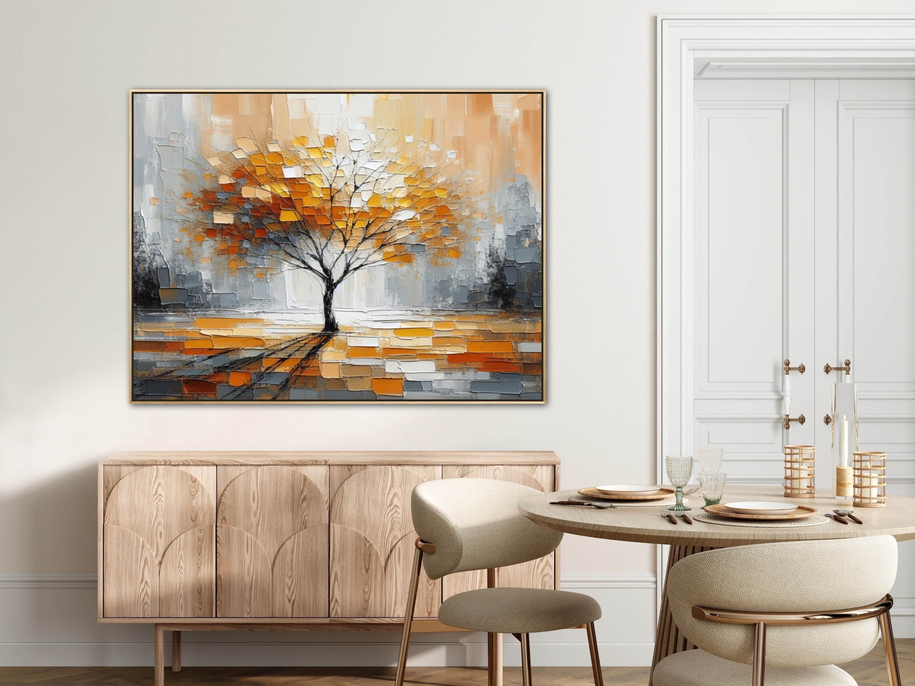 Single Orange Tree Art, Abstract Modern Art, Original Natural Scenery ...