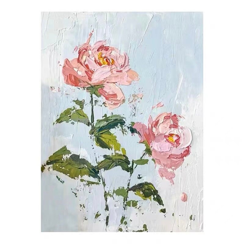 Large Pink Roses: Original Handmade Palette Knife Painting Floral Art ...