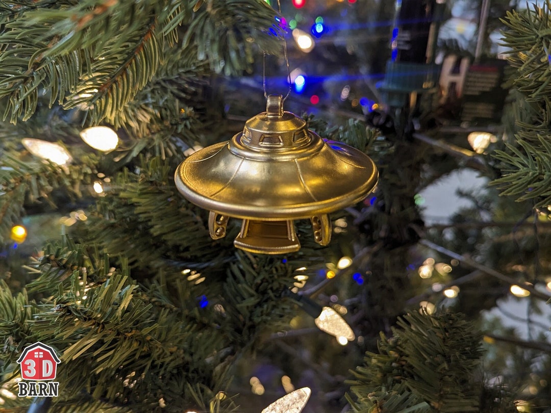Gold Finish UFO Christmas Ornament, UFO Enthusiast, Aliens Enthusiast ...