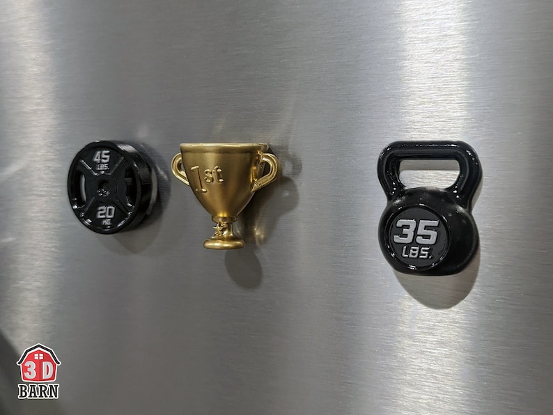 Fitness/gym Fridge Magnet Collection Includes Kettle Bell, Weight Plate ...