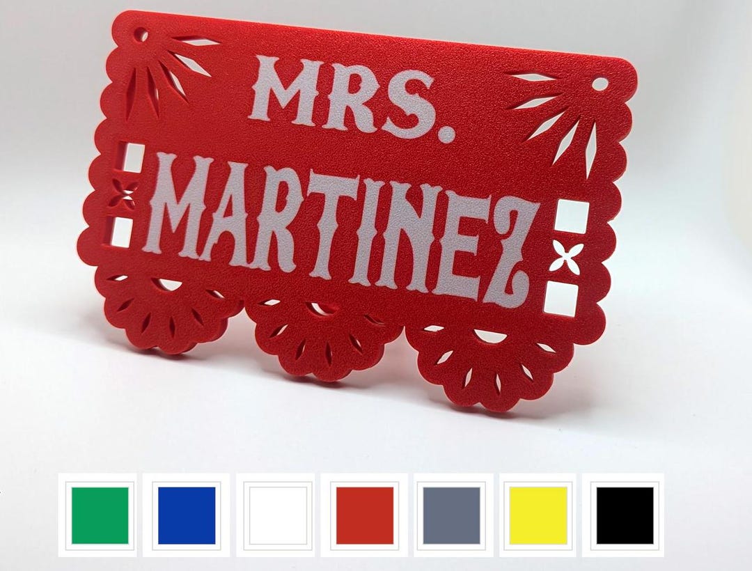 Personalized Papel Picado Teacher Name Plate, Mexican Teacher Name ...
