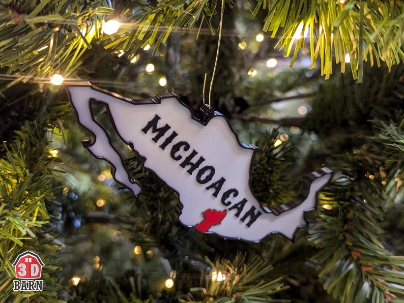 Michoacán Mexico State Shape Christmas Ornament, Mexican Ornament ...