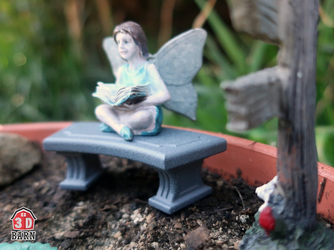 Miniature Fairy Garden Bench, Concrete Like Texture, Fairy Garden ...