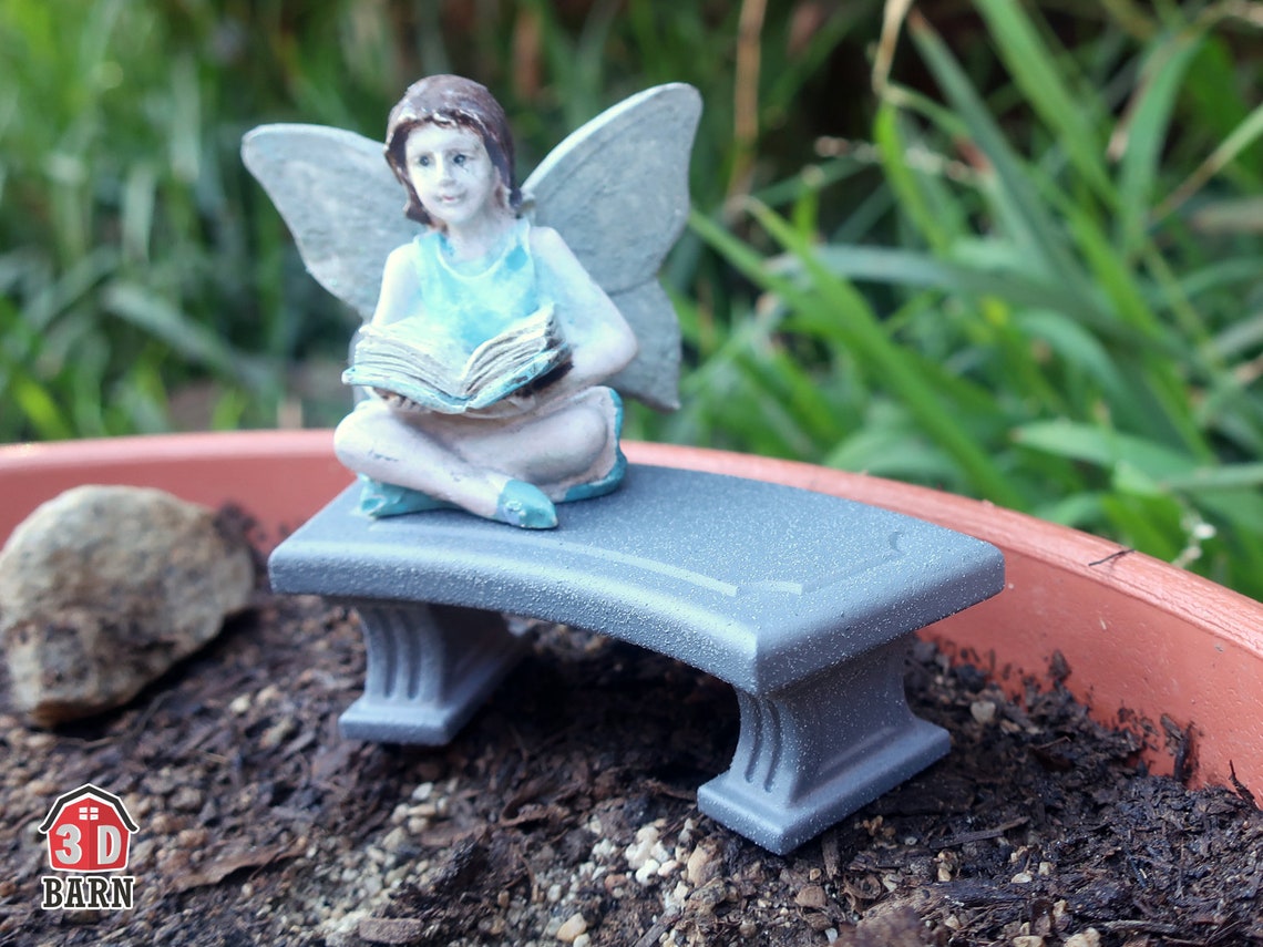 Miniature Fairy Garden Bench, Concrete Like Texture, Fairy Garden ...