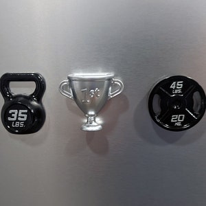 Fitness/gym Fridge Magnet Collection Includes Kettle Bell, Weight Plate ...