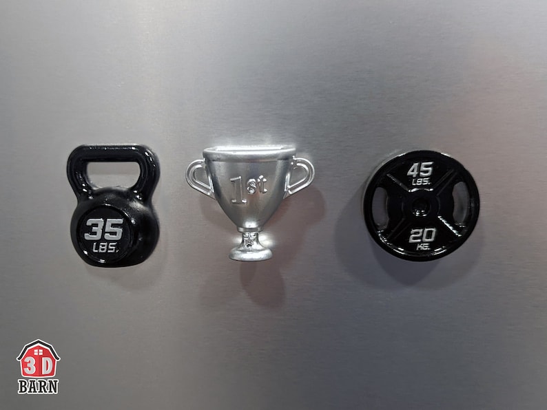 Fitness/gym Fridge Magnet Collection Includes Kettle Bell, Weight Plate ...